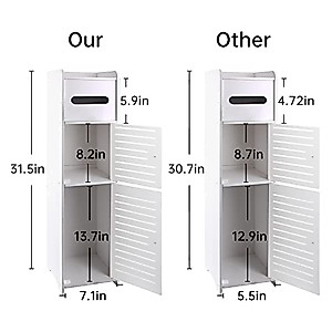 WITSJYA Small Bathroom Storage Cabinet, Upgrade L7.8 x W7.8 x H31.5 Bathroom Organizer, Narrow Bath Sink Organizer, Towel Storage Shelf for Paper Holder