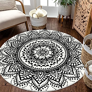 HEBE Boho Round Rugs 6Ft Washable Non Slip Round Area Rug Throw Soft Cute Round Nursery Rug Soft Fluffy Bathroom Rug Circle Rug for Bedroom Dorm Kids Room Nursery
