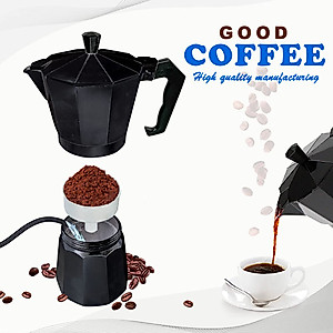 Stovetop Espresso Maker, Aluminium Stovetop Coffee Maker Pots, Moka Pot for Classic Espresso, 6 Cup 10 Oz, Moka Pot Italian Coffee Maker for Home and Camping, Comes with 2 rubber rings (Black)