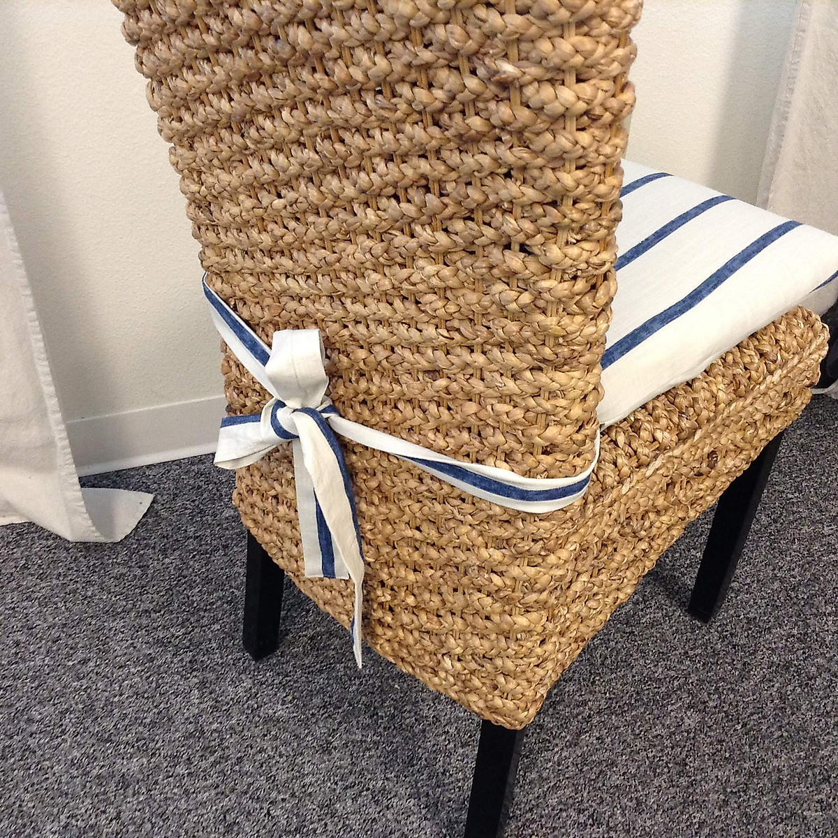 Chair Cushion Pad - Wicker Chair Cushion - seat cushion with 37" ties and removable foam insert Farmhouse Chair Cushions - Kubo Chair Replacement Cushion