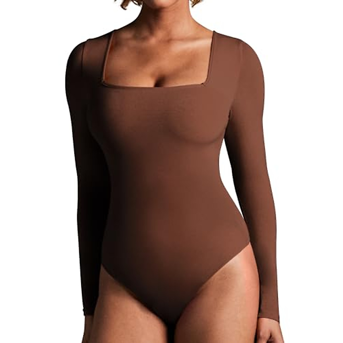 IUGA Long Sleeve Bodysuits for Women Square Neck Bodysuit Shapewear Bodysuit Tummy Control Slimming Body Suit for Womens