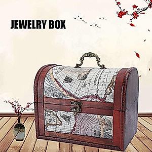 ZZYINH AN207 Vintage Wood Jewelry Box Jewelry Ring Earrings Pendant Necklace Storage Box Organizer Small Jewelry