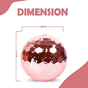 Team Bride Bachelorette Party Cups | Bride Tribe Pink Disco Ball Cups With Straws | Pack of 1- Bridesmaid Cups for Bridal Party | Bridesmaids Proposal Gifts | Bridal Shower Pink Disco Ball Cup