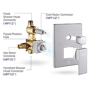 TapLong Brushed Nickel bathroom Luxury Shower System Wall Mounted Shower Faucet Set With High Pressure 10” Square Rain Shower Head and Handheld Shower Head(Rough-In Valve Body and Trim Include)
