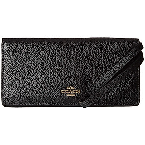 COACH Pebbled Leather Slim Wallet Li/Black One Size