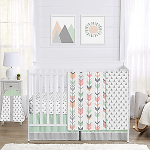 Sweet Jojo Designs Grey, Coral and Mint Woodland Arrow Fabric Memory/Memo Photo Bulletin Board