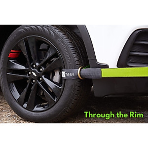 RYTASH Green Car Tie Down Straps with Chain Anchors - 4 Pack of Car Hauling Straps - 2 inch x 96 inch Lasso Tire Strap - Tire Tie Down Straps for Car, Truck, Trailer, UTV - 10,000 Pound Break Strength