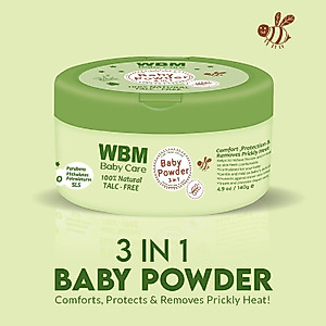 WBM Care Baby Powder Talc Free, specifically Designed for Baby's Delicate Skin, Unscented Baby Powder-140g