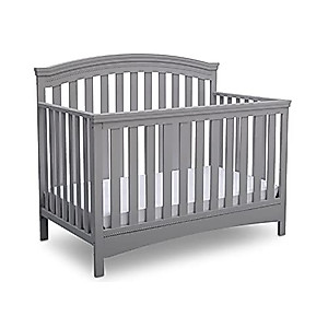 Delta Children Emerson Crib 7-Piece Baby Nursery Furniture Set–Includes: Convertible Crib, Glider, Dresser, Changing Top, Crib Mattress, Sheets, & Changing Pad, Grey
