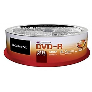 Sony 25DMR47SP 16x DVD-R 4.7GB Recordable DVD Media - 25 Pack Spindle