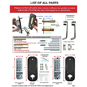 JOUNJIP Mechanical Keyless Combination Lever Handle Door Lock [Flat Spindles] - No Batteries | No Power | No Key Needed (Oil-Rubbed Bronze)