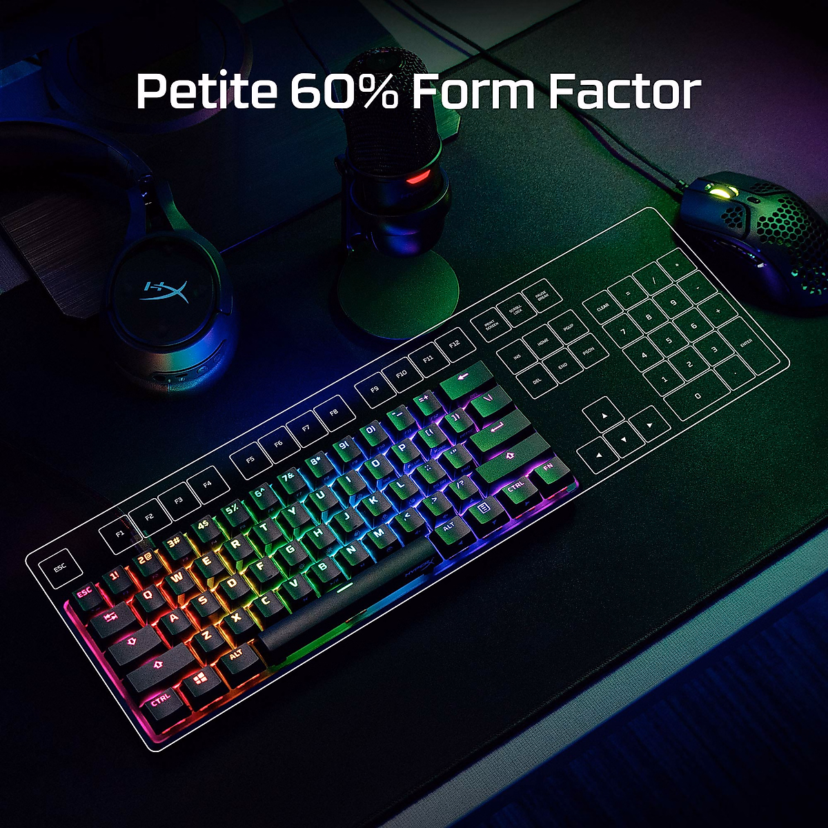 HyperX Alloy Origins 60 - Mechanical Gaming Keyboard - Ultra Compact 60% Form Factor - Tactile Aqua Switch - Double Shot PBT Keycaps - RGB LED Backlit - NGENUITY Software Compatible,Black