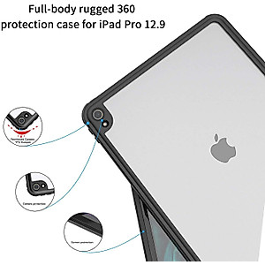 AICase IPad Pro 12.9 Inch Waterproof Cases,IP68 360 Degree Slim Dual Layer Armor Defender Shockproof Protective Case with Lanyard for iPad Pro 12.9" 2018