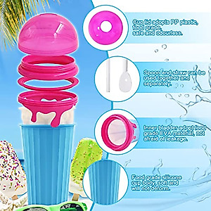 [Upgraded 500ml] 2-Pack Slushie Maker Cup, Large Capacity 16.9 Fl.Oz Silicone Squeeze Cup, TIK TOK Magic Quick Frozen Smoothie Cups with Lids and Straws For Kids & Adults, DIY BPA Free Quick Cooling Slushy Maker Cup