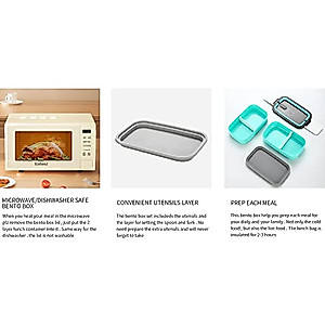 PVSpro JUST FOR YOU Bento Box Set with Insulated Tote, Mug & Cutlery Set, Stackable Bento Box for Lunch, Bento Kit Lunch Box with Handle, Large Bento Lunchbox Container, Japanese Bento (Cyan)