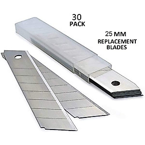 30-Pack 25MM Utility Knife Blades, Slitting Blades, Office Knife SK5 Blades for Retractable Box Cutters and Knives