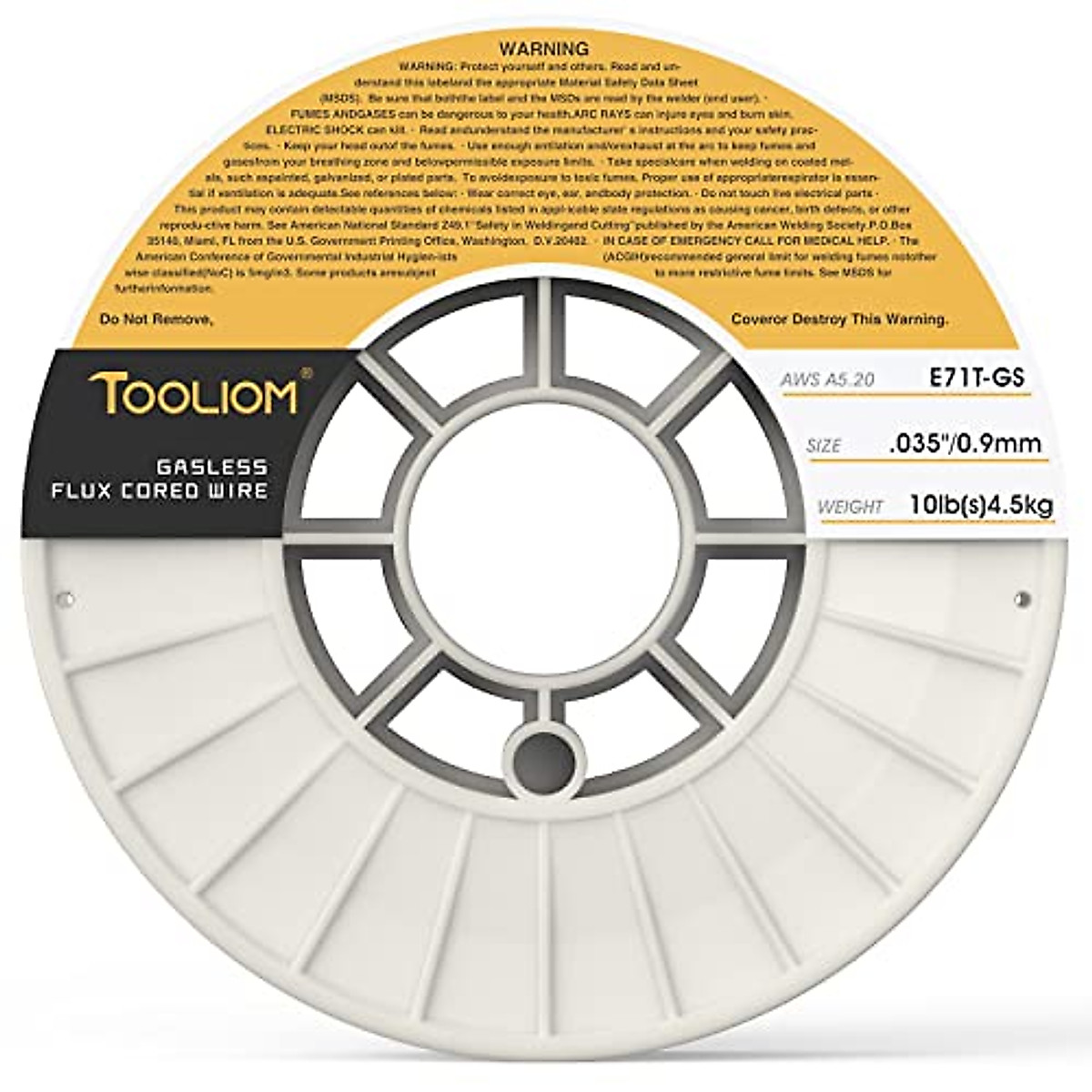 TOOLIOM E71T-GS .035" Diameter 10-Pound Spool Flux Core Self-shielded Carbon Steel Mig Welding Wire