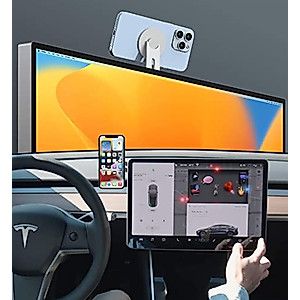 MAGKOTA Laptop Phone Holder with Magnetic, Continuity Camera Mount for iMac, Desktop Computer and Laptop, Perfect Compatible with iPhone 14/13/12 Series, Excellent Dual-Screen Experience