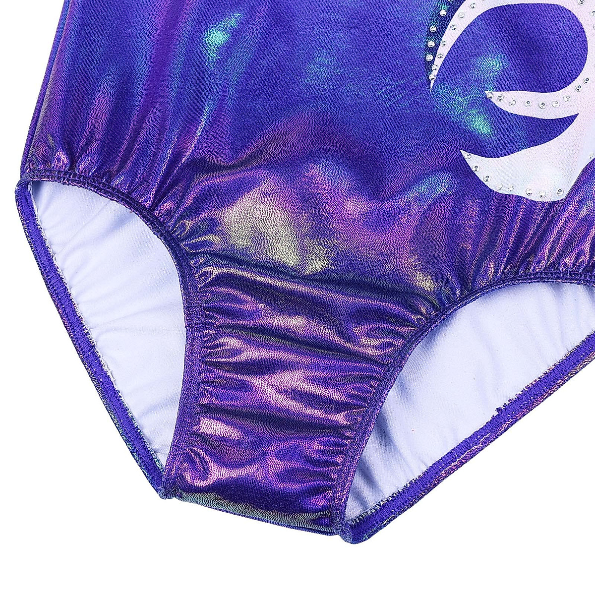 BAOHULU Gymnastics Leotard for Girls Shiny Practice Dancewear B272_WhitePurple_6A