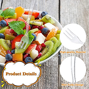 500 Pcs Clear Plastic Mini Forks 3.7 x 0.6 Inch Tiny Plastic Forks Small Disposable Appetizer Forks Dessert Cocktail Forks Tasting Forks Tiny Utensils for Fruit Dessert Cakes Party Serving Supplies