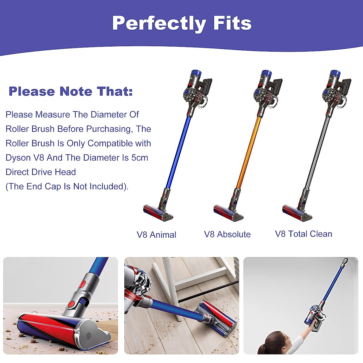 Roller Brush Replacement for Dyson V10 Cordless Vacuum Cleaner Part, Brushroll Roller Brush Bar Replacement Attachment Compatible with Dyson V10 (For Dyson V10)