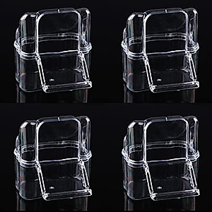 4 Pcs Bird Cage Feeder Plastic Cups Acrylic Feeding Bowl Anti- Splashing Water Food Feeder Box (for Bird Cage with Spring Door)