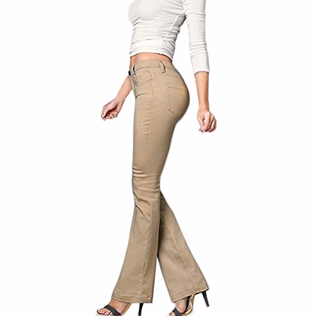 Hybrid & Company Women's Skinny Bootcut Stretch Pant P31699BLX Beige/Khak 20