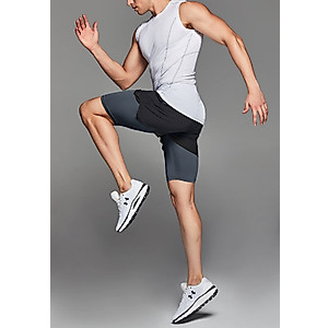 ATHLIO Men's Athletic Cool Dry Compression Shorts, Sports Performance Active Running Tights, 3pack Cool Dry Shorts Black/Charcoal/Red, X-Large