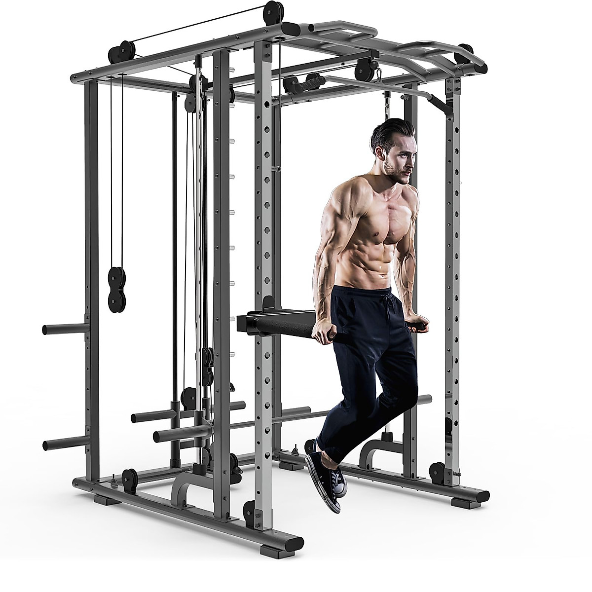 Kipika Y-Shaped Dip Bar for 3" x 3" Power Cage with 5/8" or 1" Hole - Dip Bar Attachments for Home Gym - Heavy Duty Power Rack Attachments - 3" x 3" Squat Rack Accessories for Strength Training