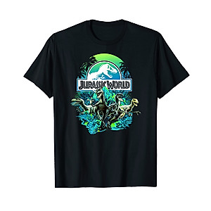 Jurassic World Blue Green Jungle Velociraptor Attack T-Shirt T-Shirt
