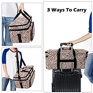 BAGSPRITE Double-Layer Carrying Case Compatible with Cricut Explore Air, Air 2, Maker and Maker 3, Cricut Case with Mat Pockets and Cricut Accessories Storage (Leopard)