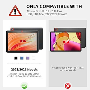 COOWPS Case for All-New Amazon Fire HD 10 Tablet (13th/11th Generation, 2023/2021 Release) 10.1" - Slim Folding Stand Cover with Auto Wake/Sleep, Hand Strap & Stylus Pen Holder, Peony