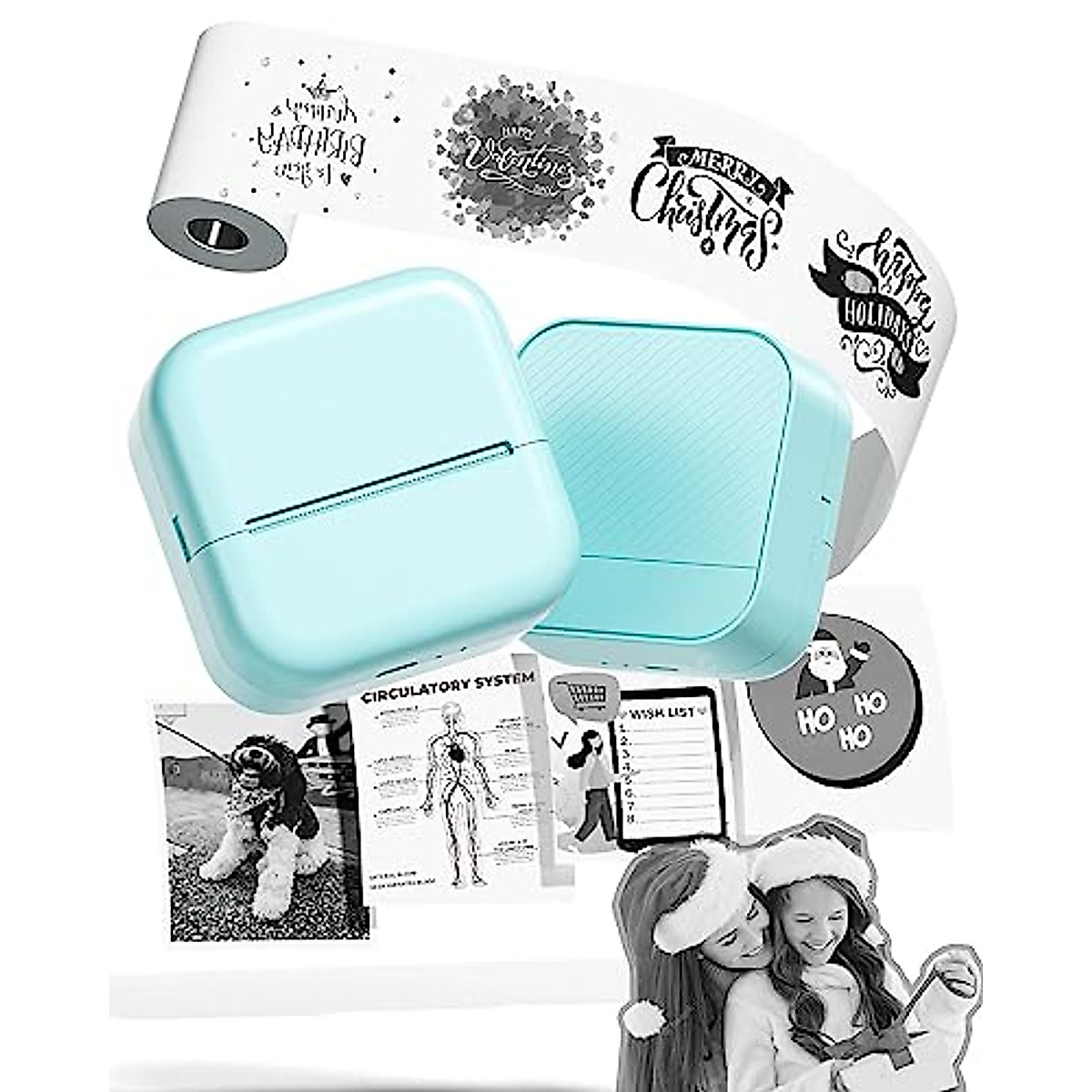 Memolife M02L Mini Printer Sticker Maker - Inkless Printer with 1 Roll Non-Adhesive Paper, Sticker Printer Machine for IOS + Android, Bluetooth Thermal Printer for Organizing Office Documents Printing