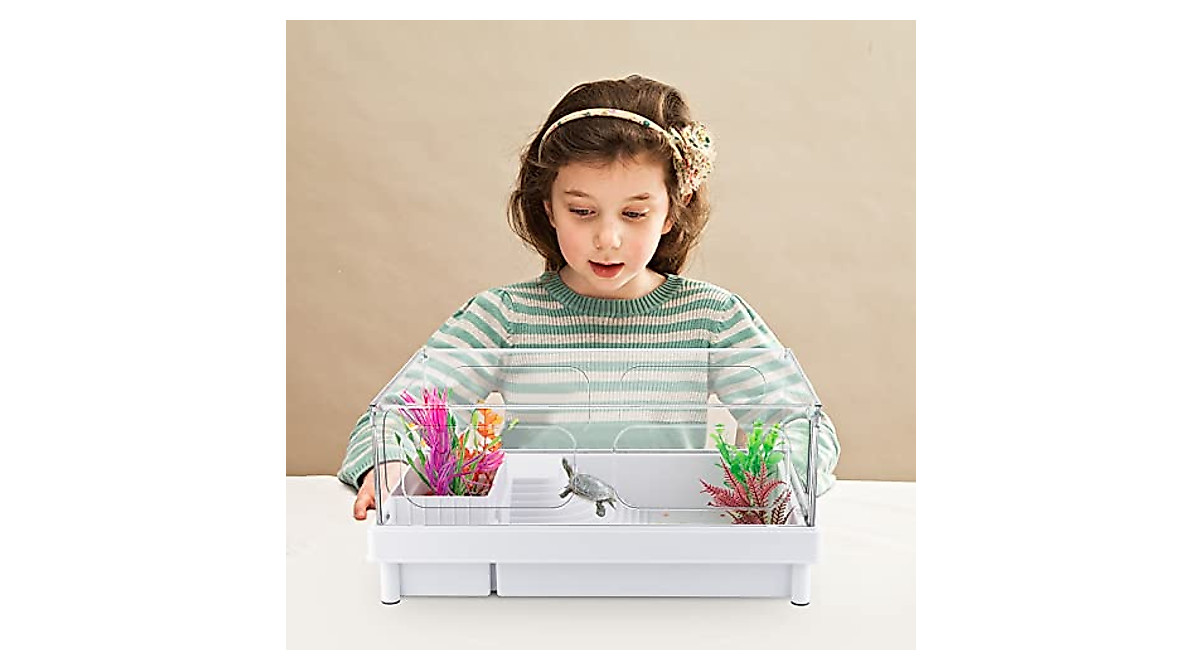 Baby Turtle Aquarium with Basking Platform & Multi-Functional Areas