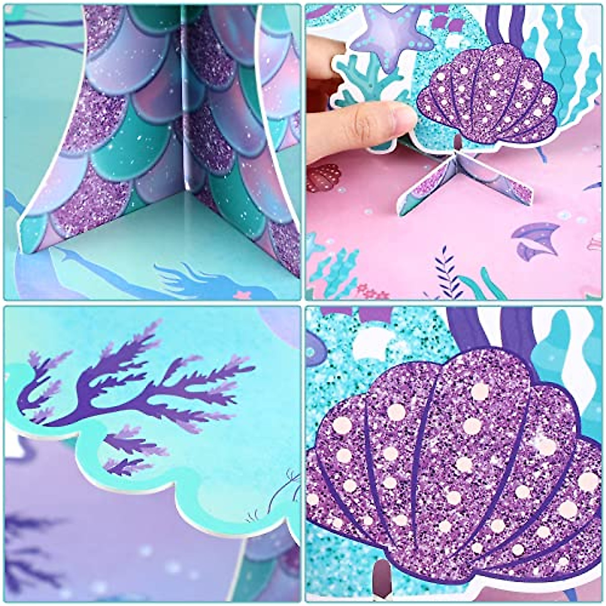 Mermaid Cake Stand 3 Tier Mermaid Party Supplies Mermaid Tail Cupcake Stand Holder for Girls Under The Sea Mermaid Theme Party Baby Shower Birthday Party Favors