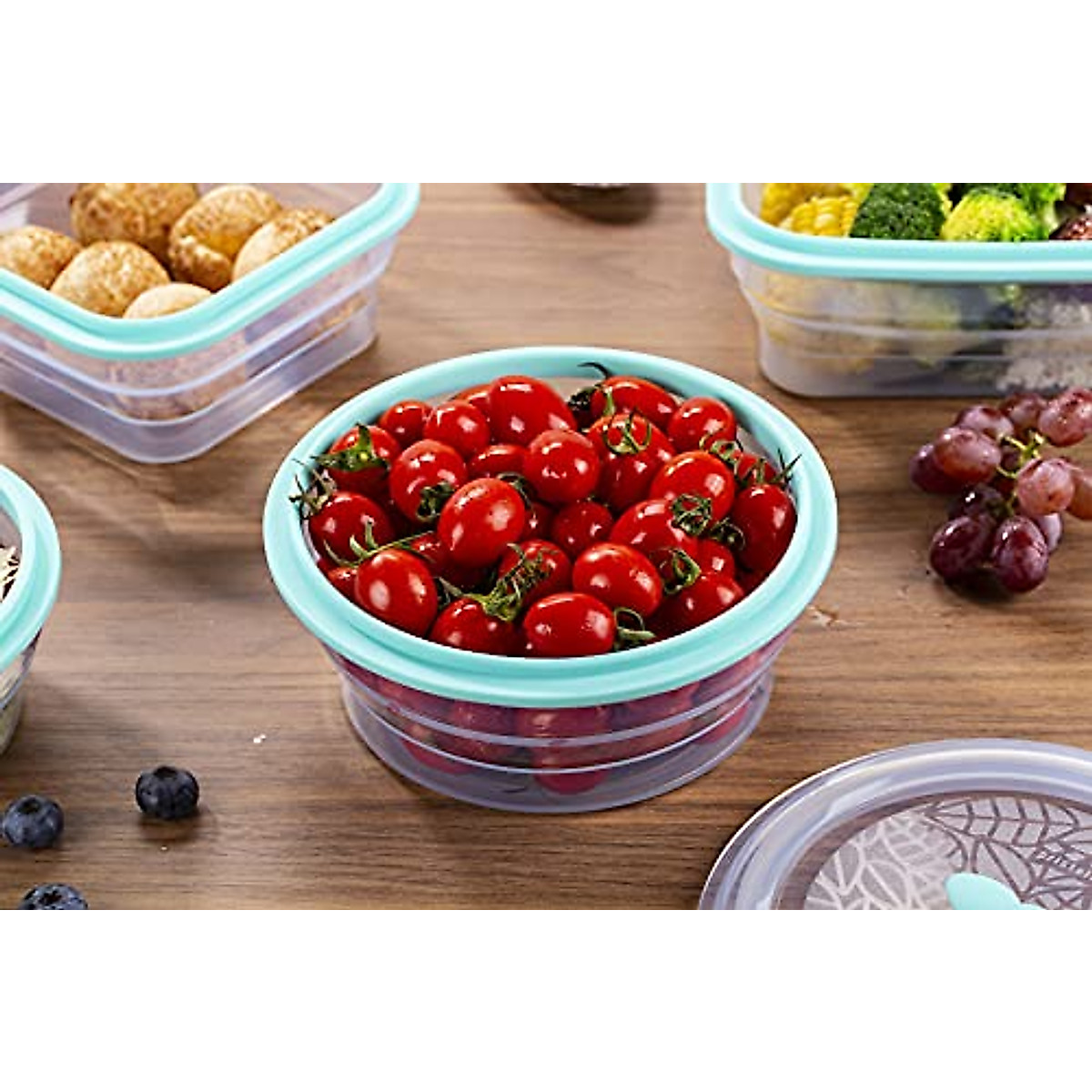 Pristain Platinum 100% Silicone Food-grade Plastic-free Collapsible Container- Microwave-safe, Dishwasher-safe, Environment-friendly (Aquamarine)