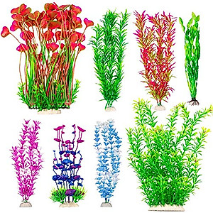 CousDUoBe 30 Pack Artificial Aquarium Plants, Full Set of Fish Tank Decorations, Various Sizes, Perfect Match ( 5.2 "-15.7" ) (30 Pack)