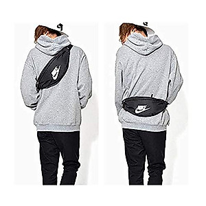 NIKE unisex-adult Heritage Hip Pack Bag , Black/Black/White, Misc