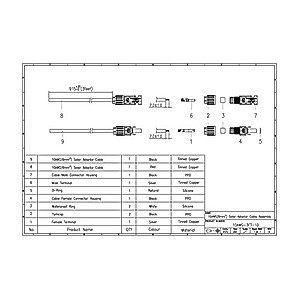 1 Pair Black + Red 10AWG(6mm²) Solar Connector Solar Adaptor Cable Solar Panel Extension Cable Wire Solar Connector Solar Extension Cable with Female and Male Connectors (3 FT)