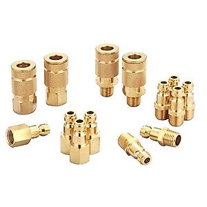 T TANYA HARDWARE Coupler and Plug Kit (14 Piece), Automotive Type C, 1/4 in. NPT, Solid Brass Quick Connect Air Fittings Set