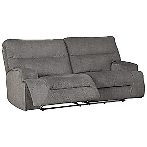 Signature Design by Ashley Coombs Oversized Contemporary 2 Seat Manual Pull Tab Reclining Sofa, Gray