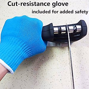 CJHFAMILY Knife Sharpener for Straight Knives - 3 Stage Diamond Coated Sharpening Wheel System