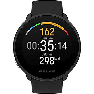 POLAR Unite Water Resistant Health Tracker GPS Smartwatch with Fitness Monitoring Tools; S-L, for Men or Women, Black