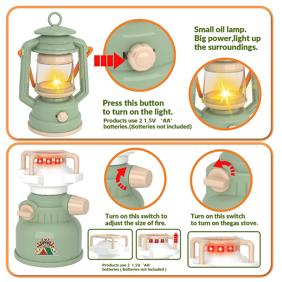 CIUGEO 48 PCS Kids Camping Set with Tent, Pop Up Tent with Camping Gear for Kids Play Tent Indoor Outdoor Pretend Play Set for Toddler Boys Girls Age 3-6