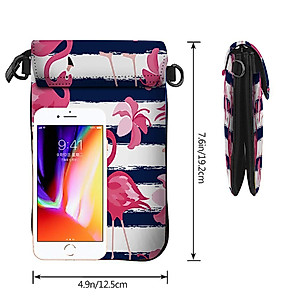 Beabes Pink Flamingo Crossbody Cell Phone Purse Animal Bird Tropical Flower Floral Summer LeafWallet Handbag