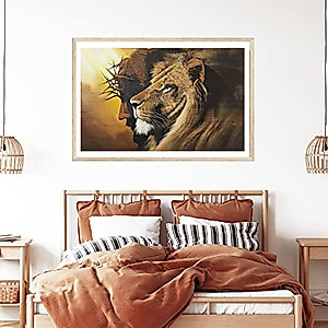 Jesus Diamond Art Painting Kits for Adults - Full Drill Diamond Dots Paintings for Beginners, Jesus Lion Round 5D Paint with Diamonds Pictures Gem Art Painting Kits DIY Adult Crafts Kits 12x16inch