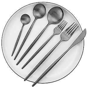 JANKNG Salad Dessert Forks Set of 6, Dessert Forks Set Table Forks Flatware 18/0 Stainless Steel Matte Polishing 7.48-Inch Silverware (Black, 6pcs)