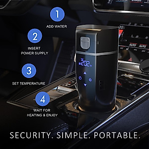 Travel Kettle, Car Electric Kettle 12V/24V, Portable Kettle for Boiling Water, Water Boiler with 304 Stainless Steel Dry Burn Protection and Handy Cup Bag, Camping and Road Trip Essential