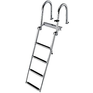 MNHW4 Step Stainless Steel Folding Telescoping Swim Deck Ladder Pontoon Boat Ladder MagnifiQ Ladder Telescoping Ladder Pool ladders for Above Ground Pools Above Ground Pool Ladder Pool Ladder