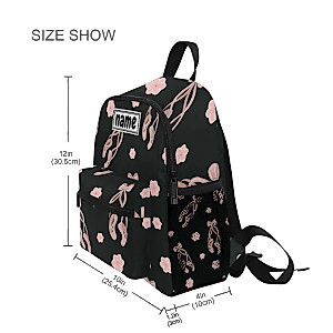 Glaphy Custom Kid's Name Backpack, Pink Ballerina Shoes Toddler Backpack for Daycare Travel, Personalized Name Preschool Bookbags for Boys Girls